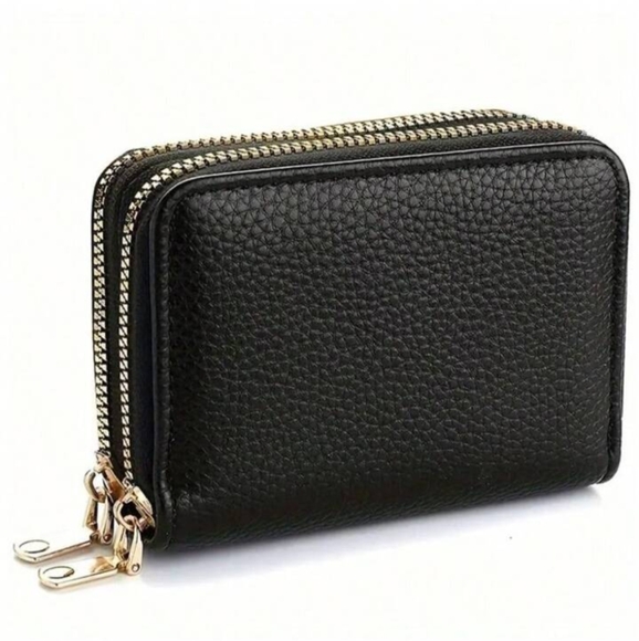 Arata's Boutique | Bags | Black Double Zipper Wallet Large Capacity ...